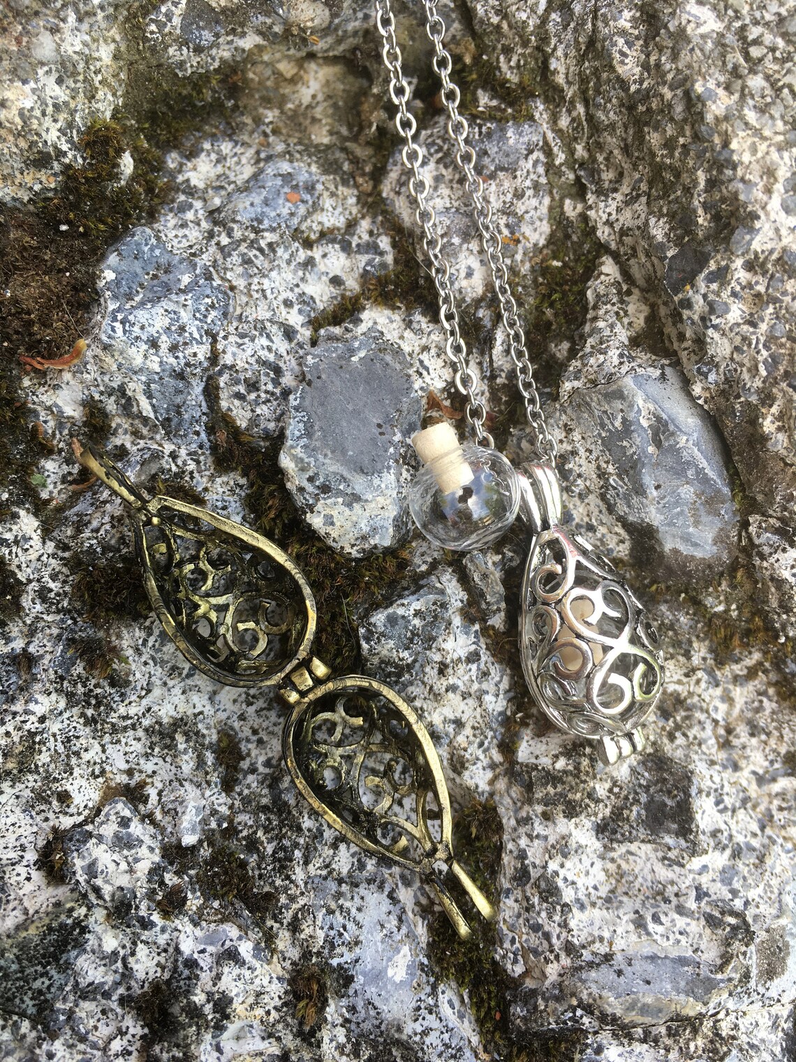 Cremation Urn Locket in Antique Bronze or Silver W/ Glass Orb - Etsy