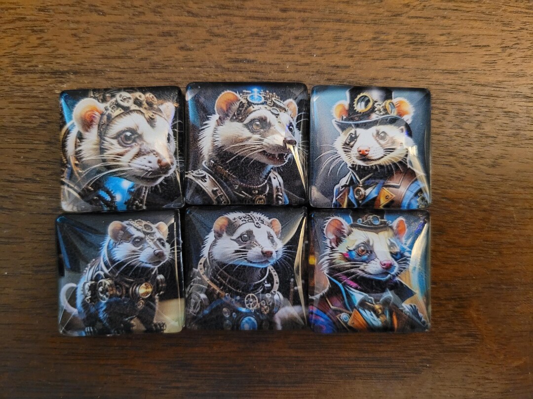 Steampunk Ferret Magnets - Set of 6 - Free Shipping - No Minimum ...
