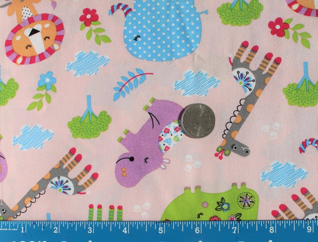 Zoo Animals From Choice Fabrics 100% Cotton Quilting Fabric by the 1/2 ...