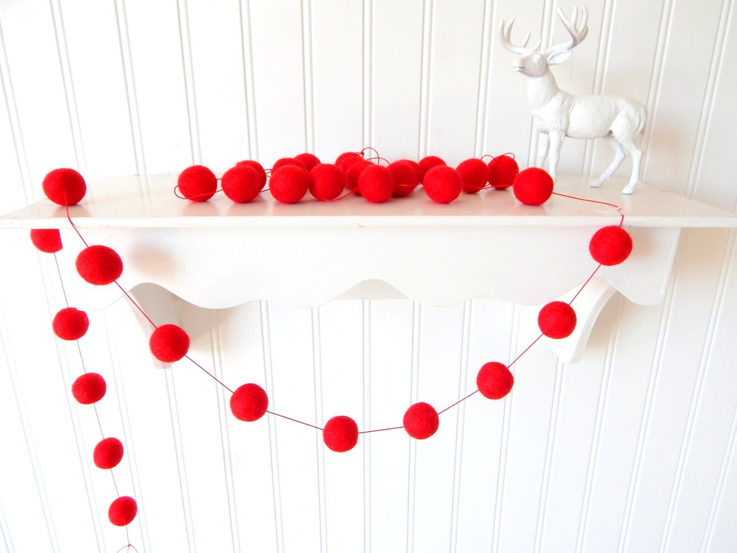 Christmas Garland Felt Ball Garland Red Garland Pom Pom - Etsy