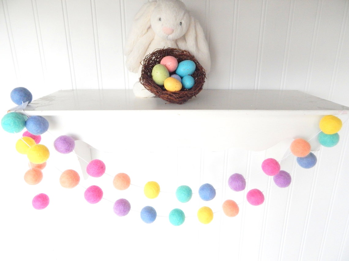 Easter Garland Spring Garland Pastel Garland Felt Ball - Etsy