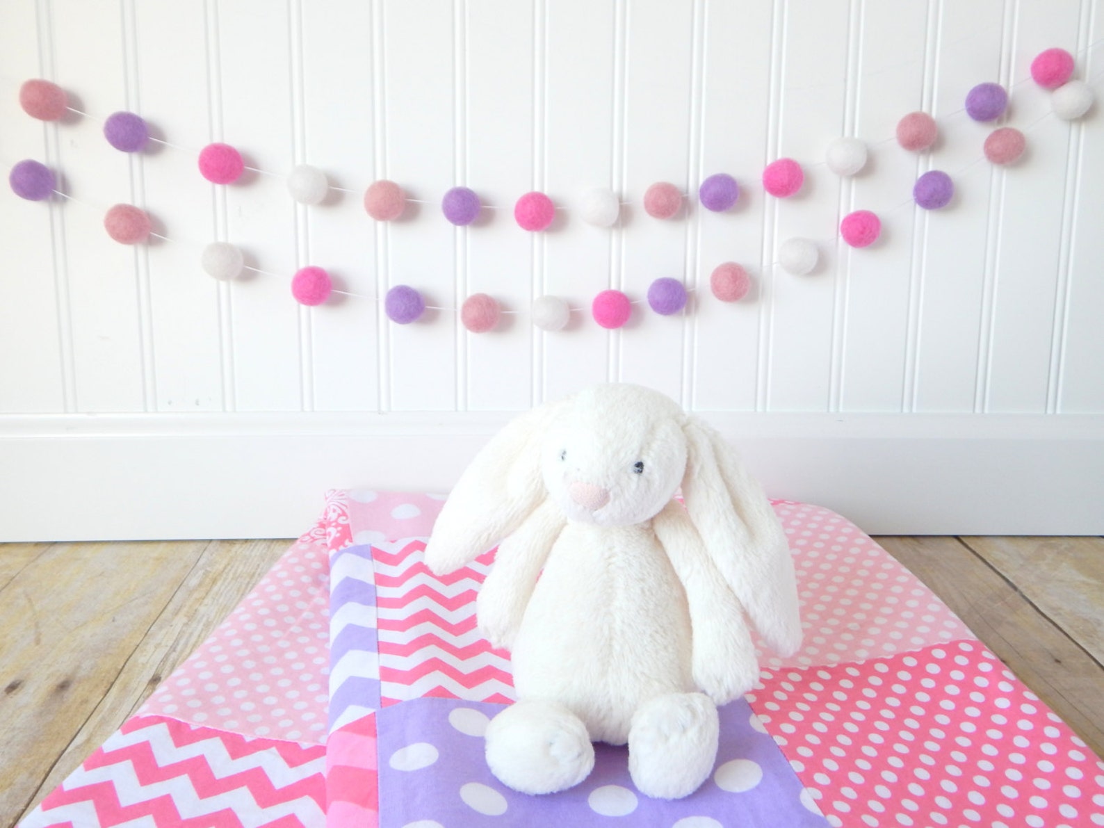 Baby Girl Nursery Decor Pink and Purple Pom Pom Garland | Etsy