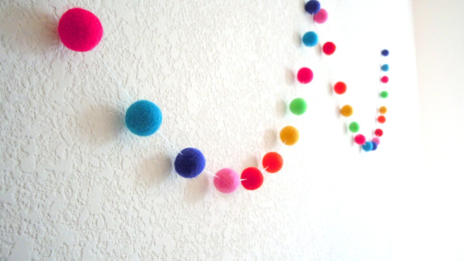 Rainbow Garland Colorful Nursery Decor Felt Ball Garland | Etsy