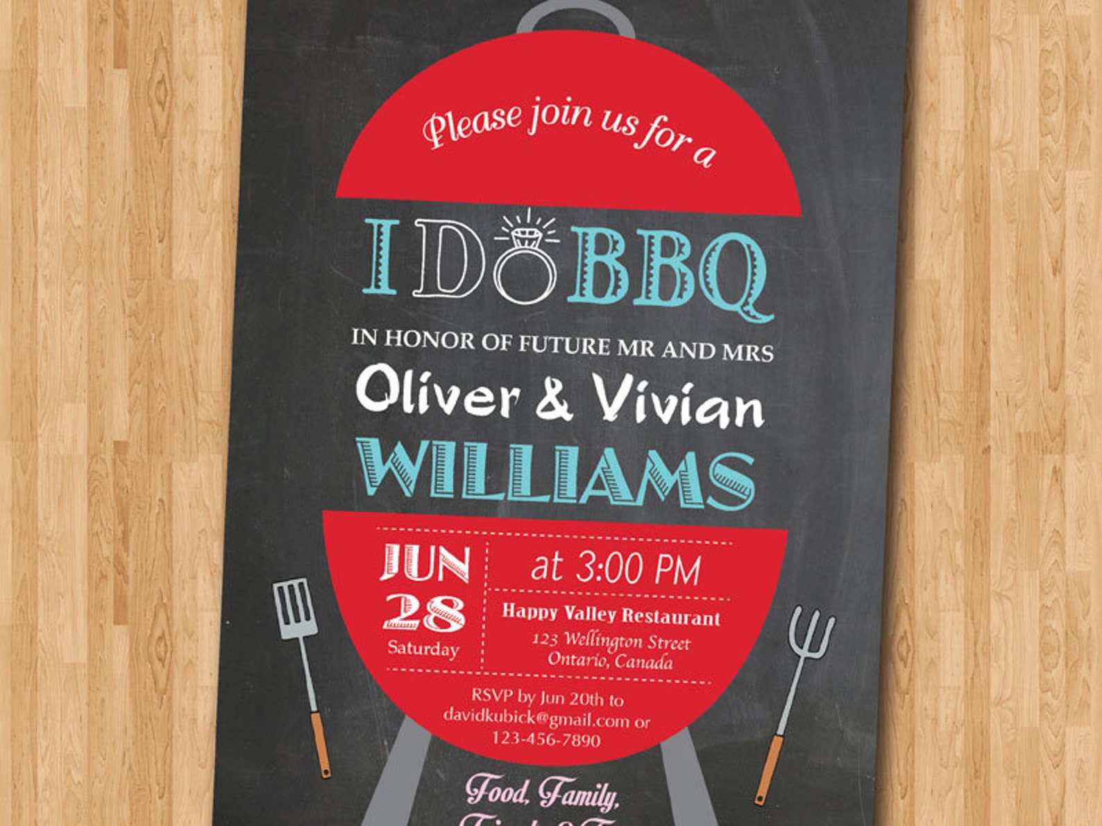 I do BBQ Wedding Invitation. Chalkboard Backyard invite. Pink | Etsy