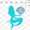 Mermaid Svg, Mermaid Clipart, Circle Monogram Svg, Monogram Frame Svg ...