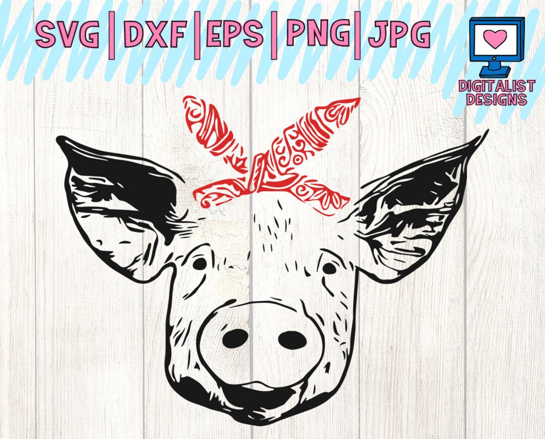Pig Svg, Farm Svg, Pig Clip Art, Pig Face Svg, Svg Files, Bandanna ...