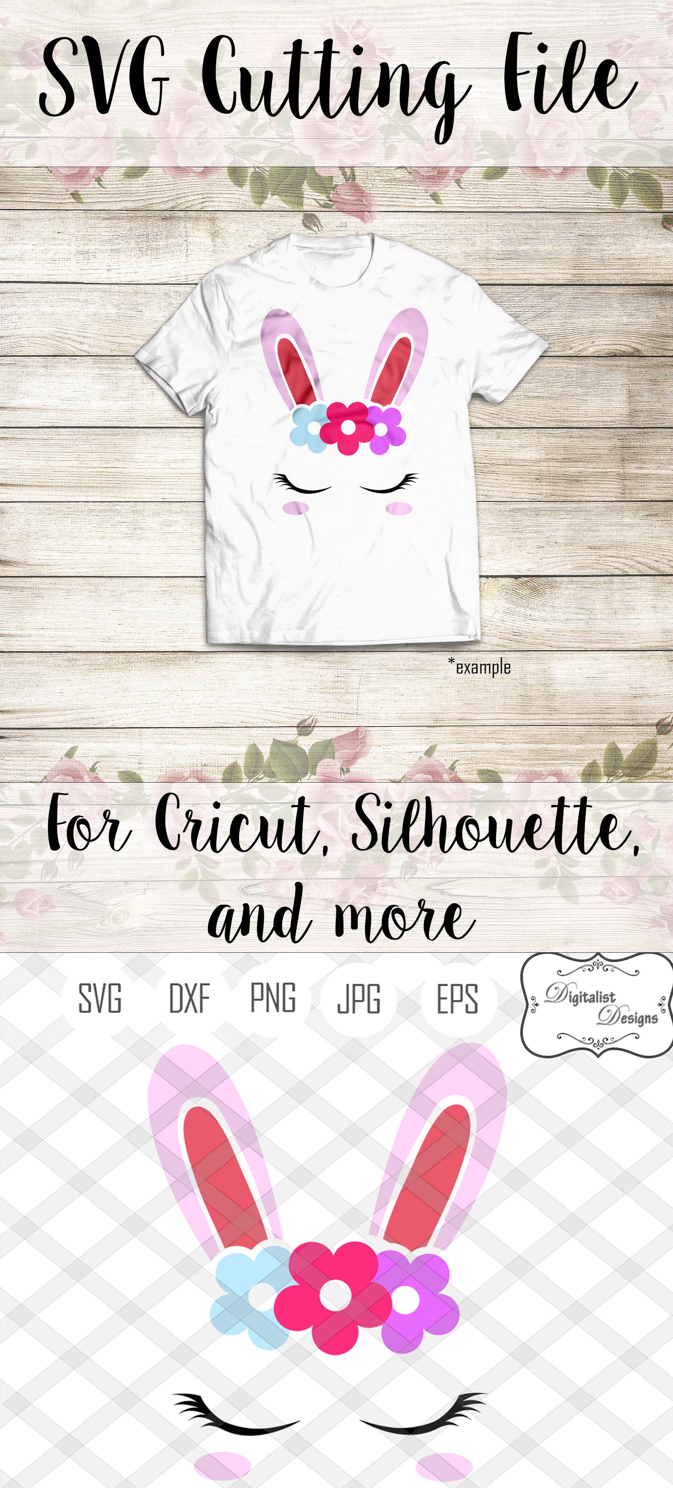 Easter svg easter bunny svg flowers svg eyelashes svg | Etsy