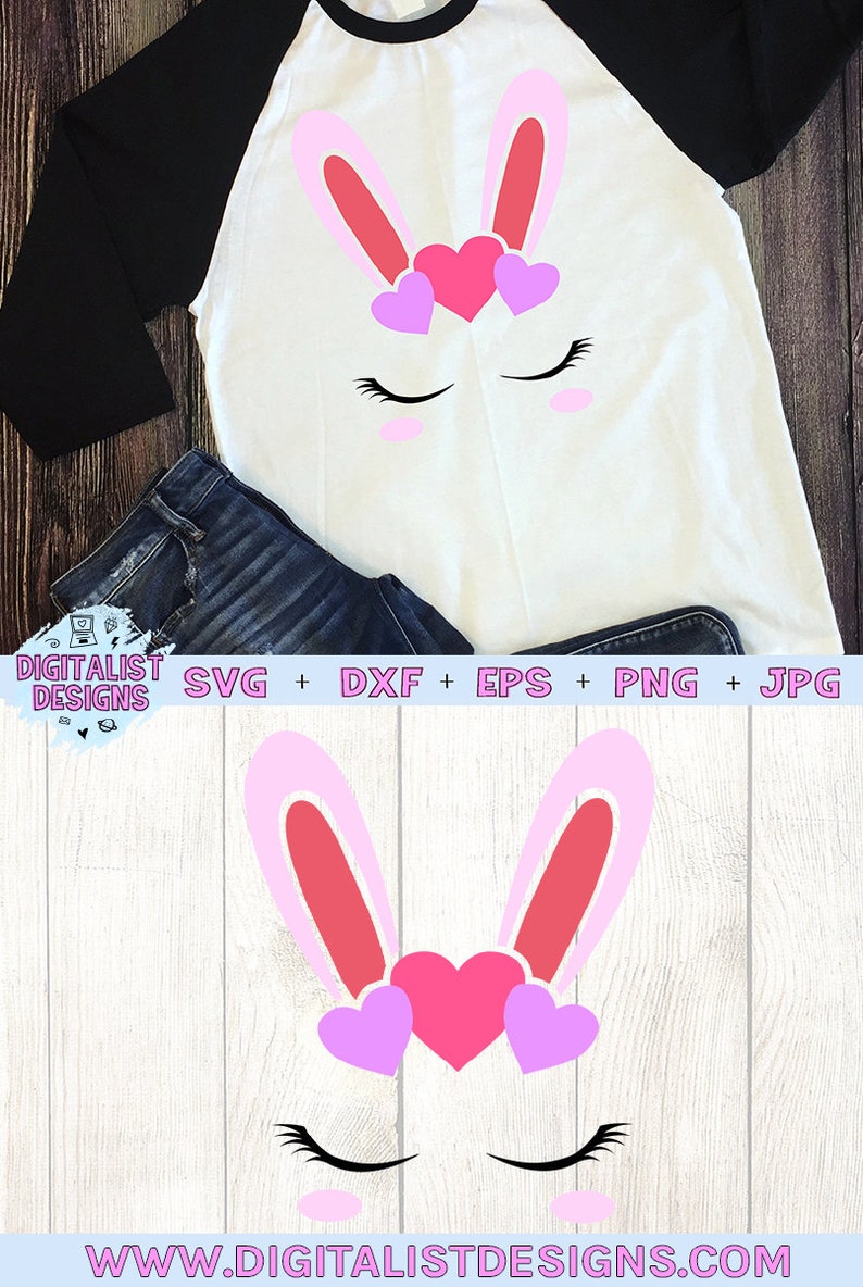 Easter Svg Easter Bunny Svg Hearts Svg Eyelashes Svg Girls - Etsy
