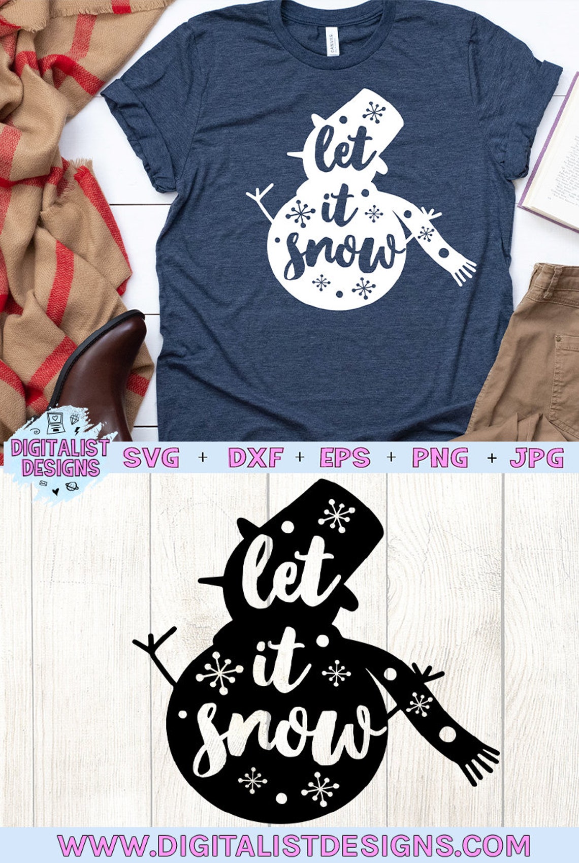 Snowman Svg Let It Snow Svg Snowman Clipart Snowflake Svg - Etsy