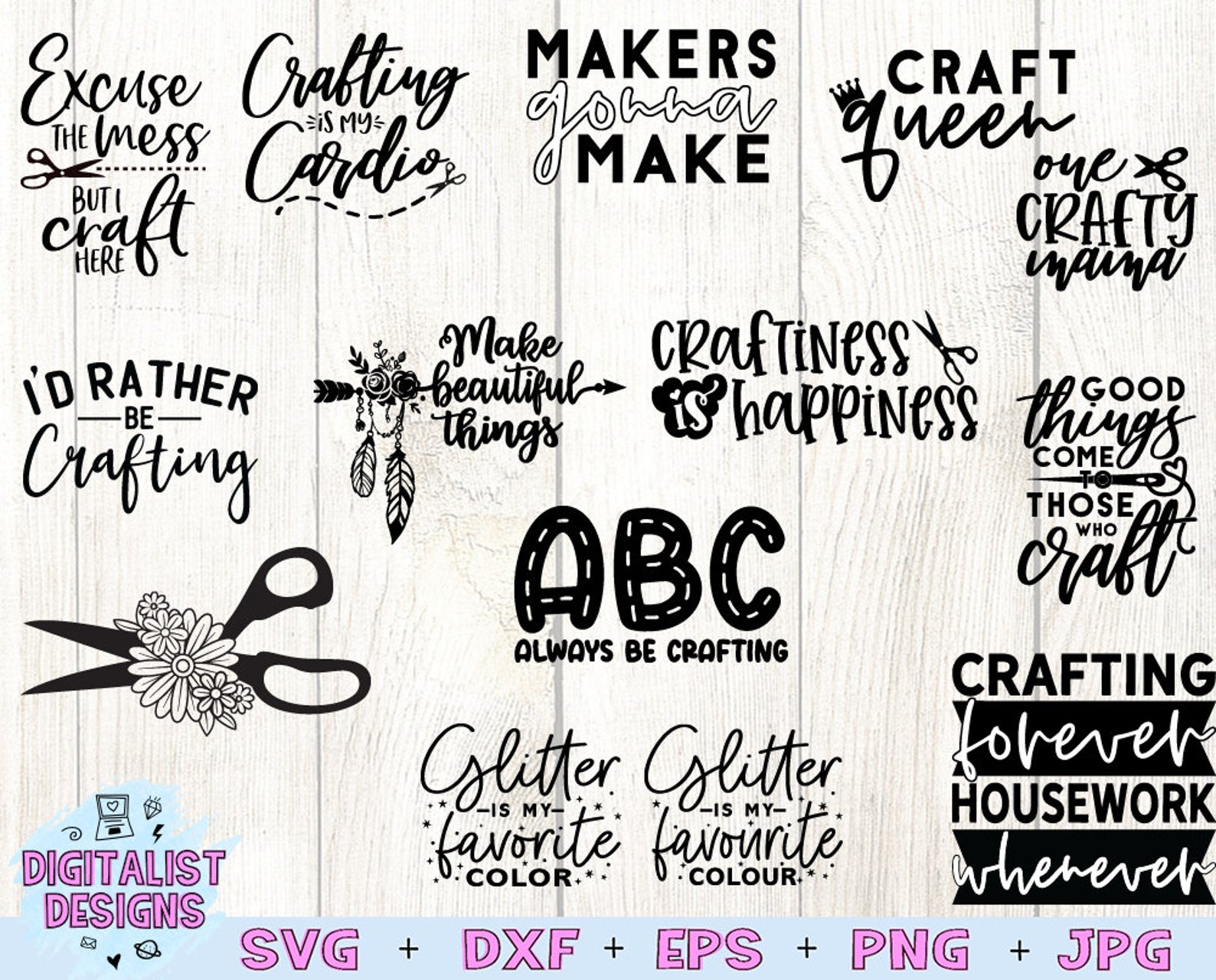 Crafting Quotes SVG Bundle, Craft SVG, Glitter SVG, Funny Crafting ...