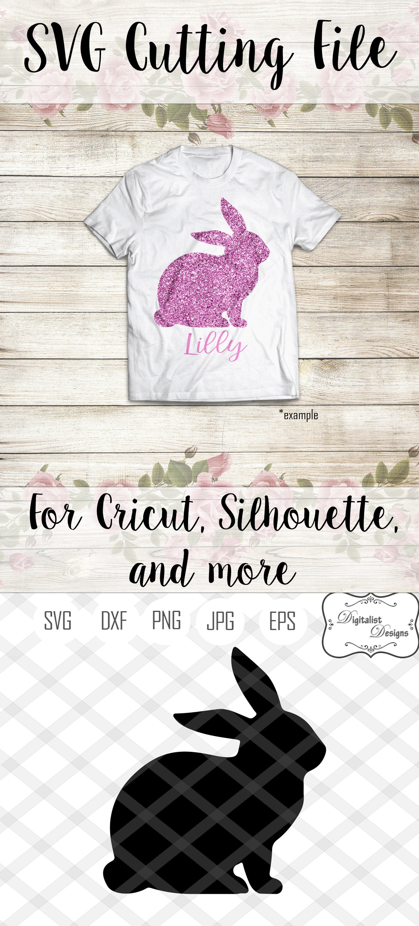 Bunny Svg Easter Bunny Monogram Svg Rabbit Svg Girls | Etsy