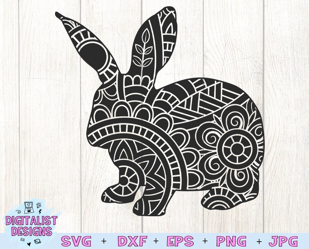 Easter bunny svg mandala svg zentangle svg rabbit svg | Etsy