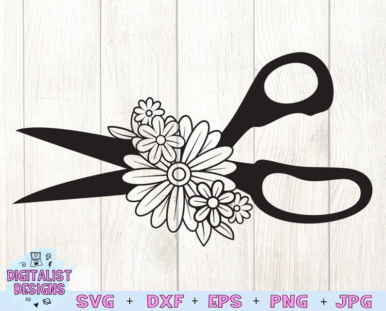 Crafting Svg Floral Scissors Svg Flowers Sublimation - Etsy UK