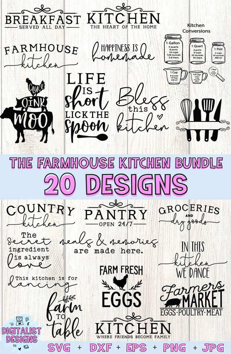 Farmhouse SVG Bundle Kitchen SVG Bundle Farmhouse Kitchen | Etsy