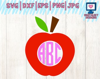 Apple SVG, Apple Clipart, Teacher Svg, School Svg, Apple Monogram Svg ...