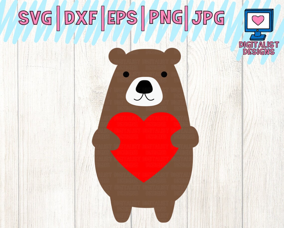 Bear Svg Heart Svg Valentines Day Svg Valentines Svg - Etsy