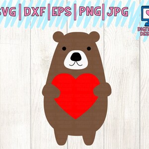 Bear Svg, Heart Svg, Valentines Day Svg, Valentines Svg, Silhouette ...