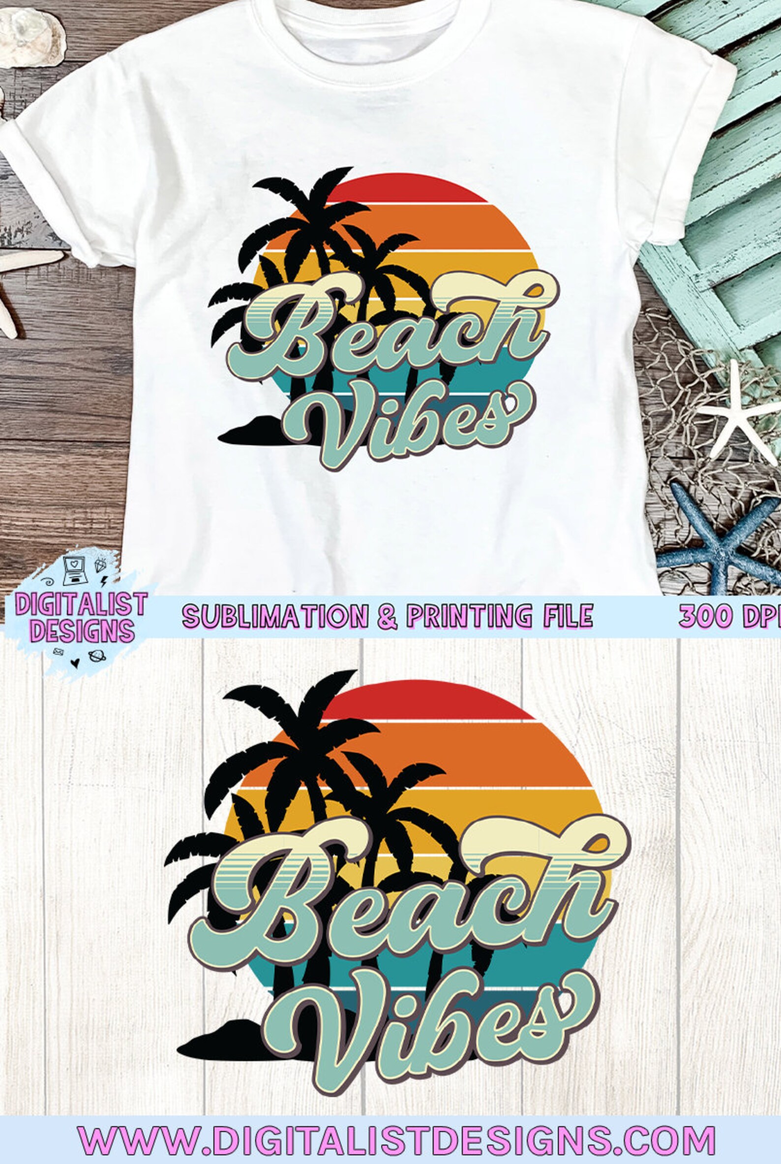 Beach Vibes Sublimation Designs Beach Sublimation PNG Print | Etsy