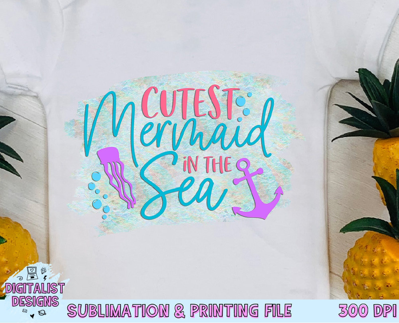 Cutest Mermaid in the Sea Sublimation Design Mermaid - Etsy