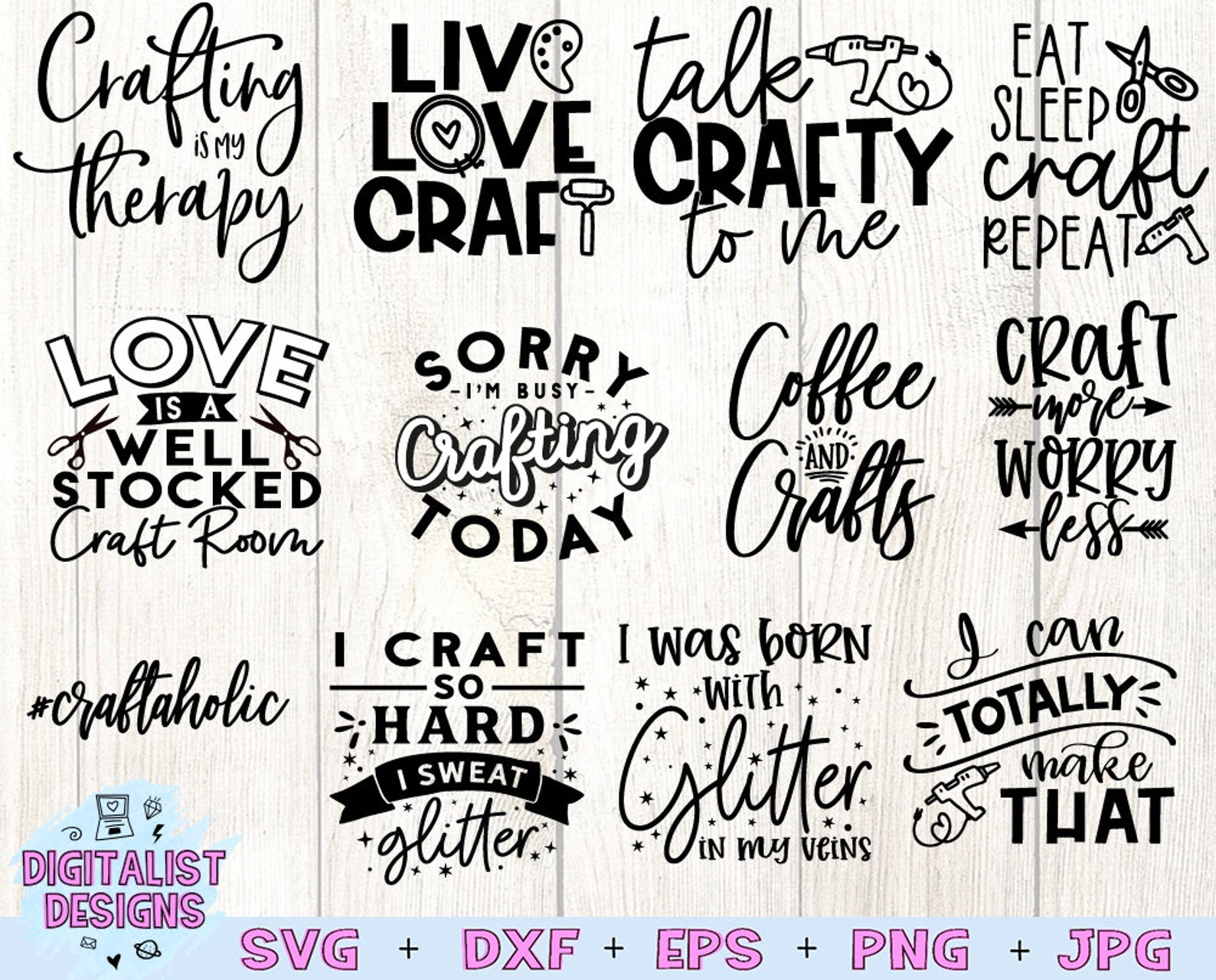Crafting Quotes SVG Bundle, Craft SVG, Glitter SVG, Funny Crafting ...
