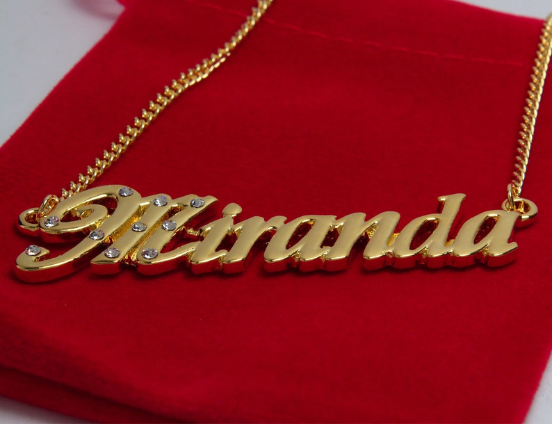 Name Necklace Miranda Gold Plated 18ct Personalised Necklace - Etsy