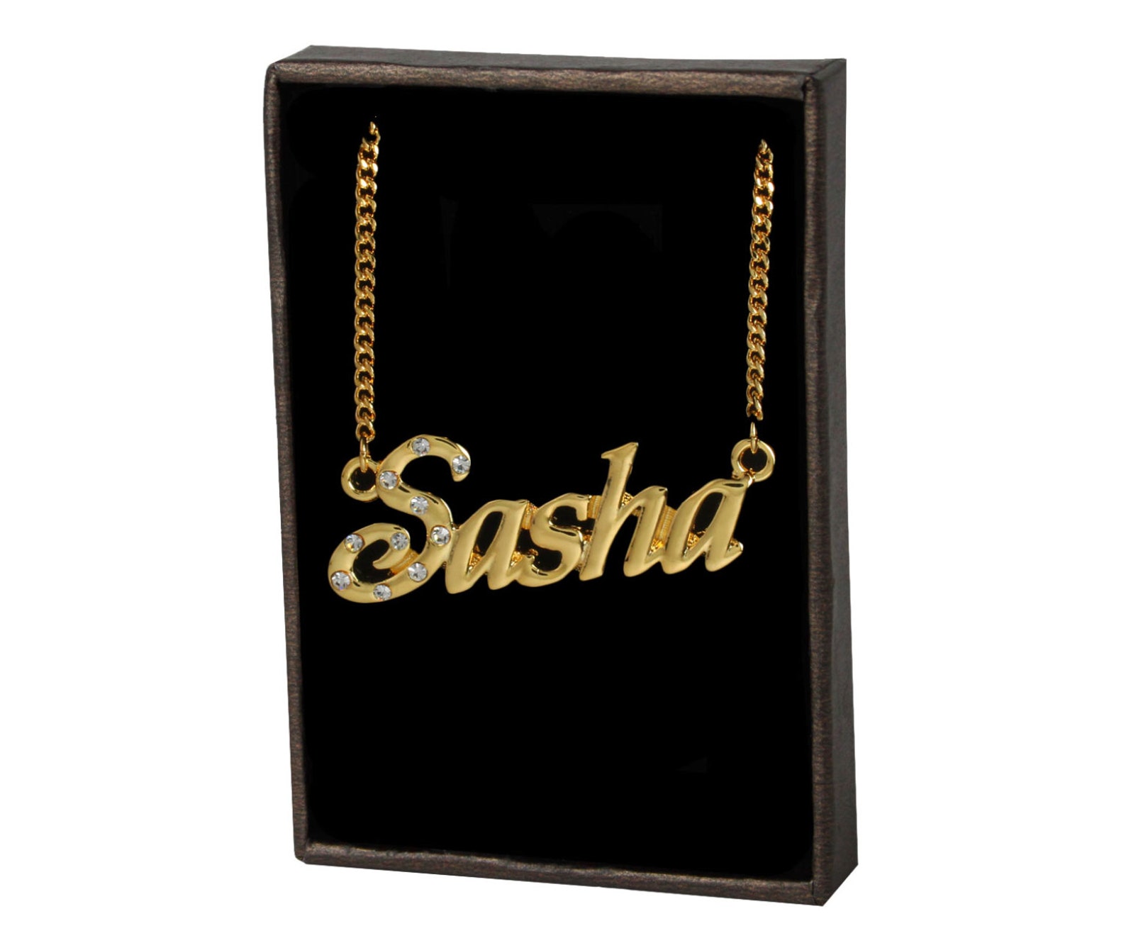 SASHA Gold Plated Name Necklace & Name Bracelet Gift Set - Etsy