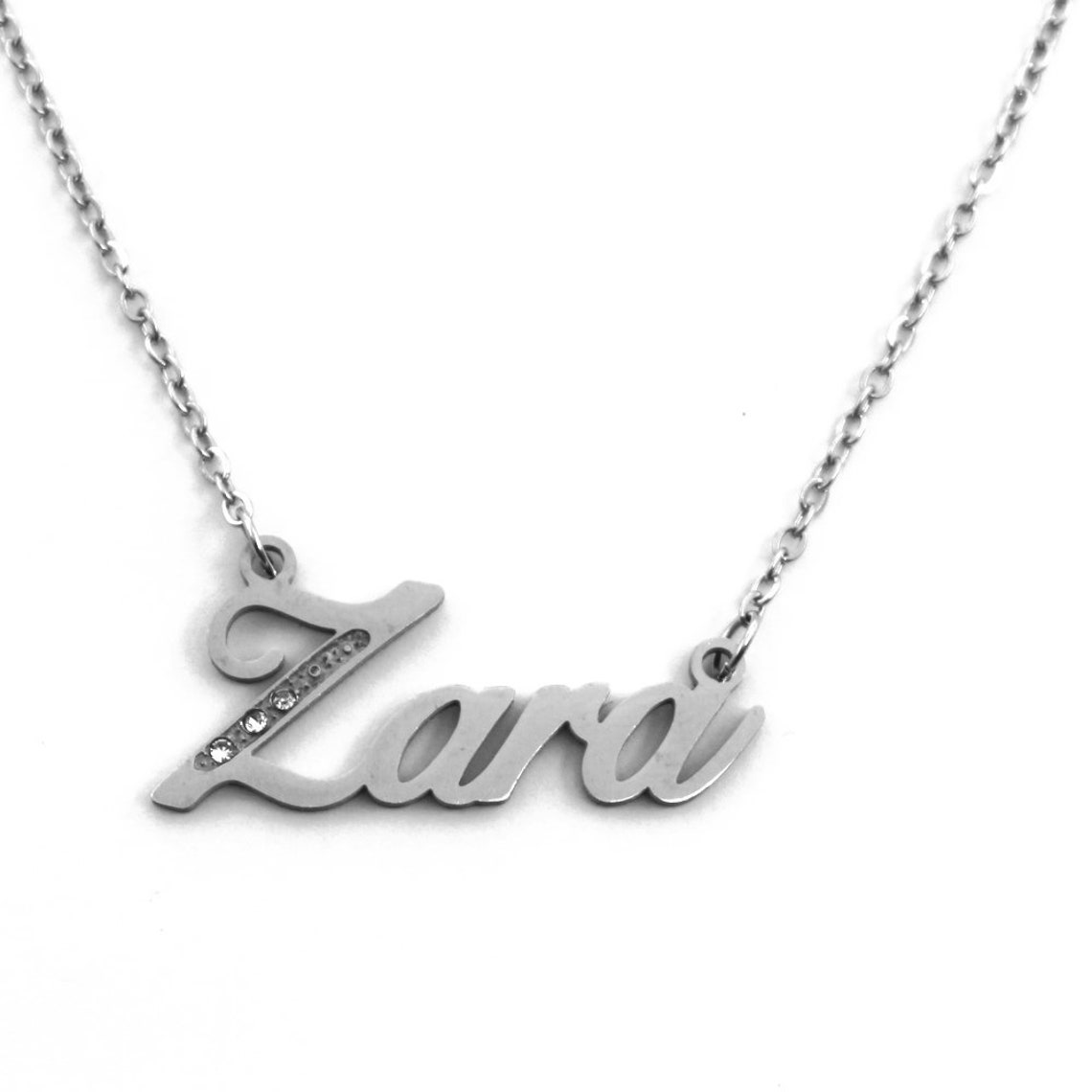 Zara Name Necklace Personalized Name Jewellery Silver Tone - Etsy