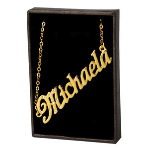 Name Necklace Michaela Gold Plated 18ct Personalised - Etsy