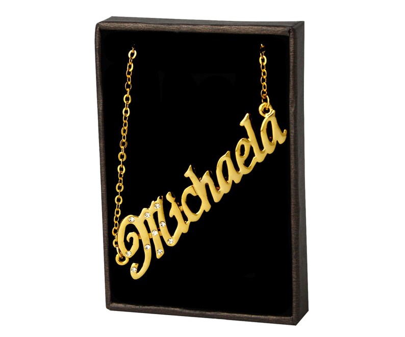 Name Necklace Michaela Gold Plated 18ct Personalised - Etsy Canada