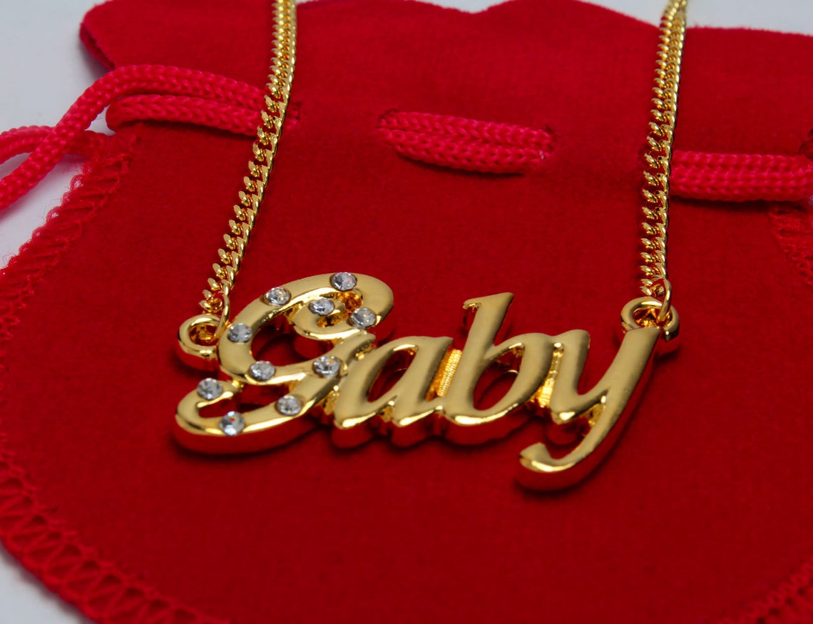 Name Necklace Gaby Gold Plated 18ct Personalised Necklace - Etsy