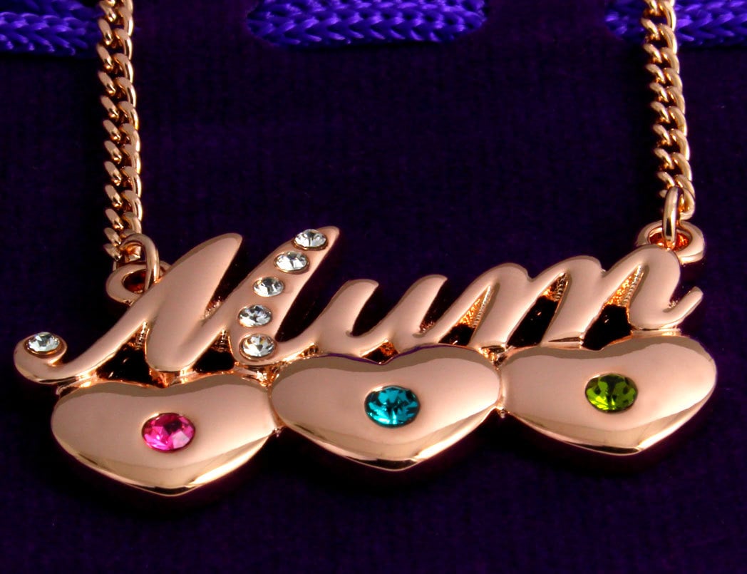 MUM Heart Necklace Rose Gold Plated 18ct Personalised - Etsy