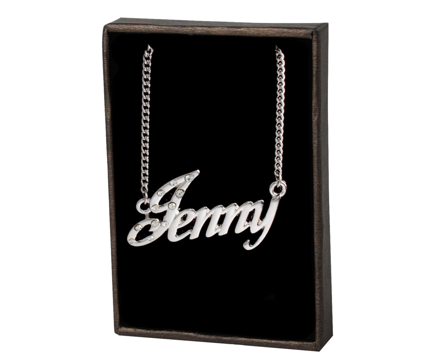 Nom de Jenny Collier Collier plaqué or 18ct personnalisé avec strass ...