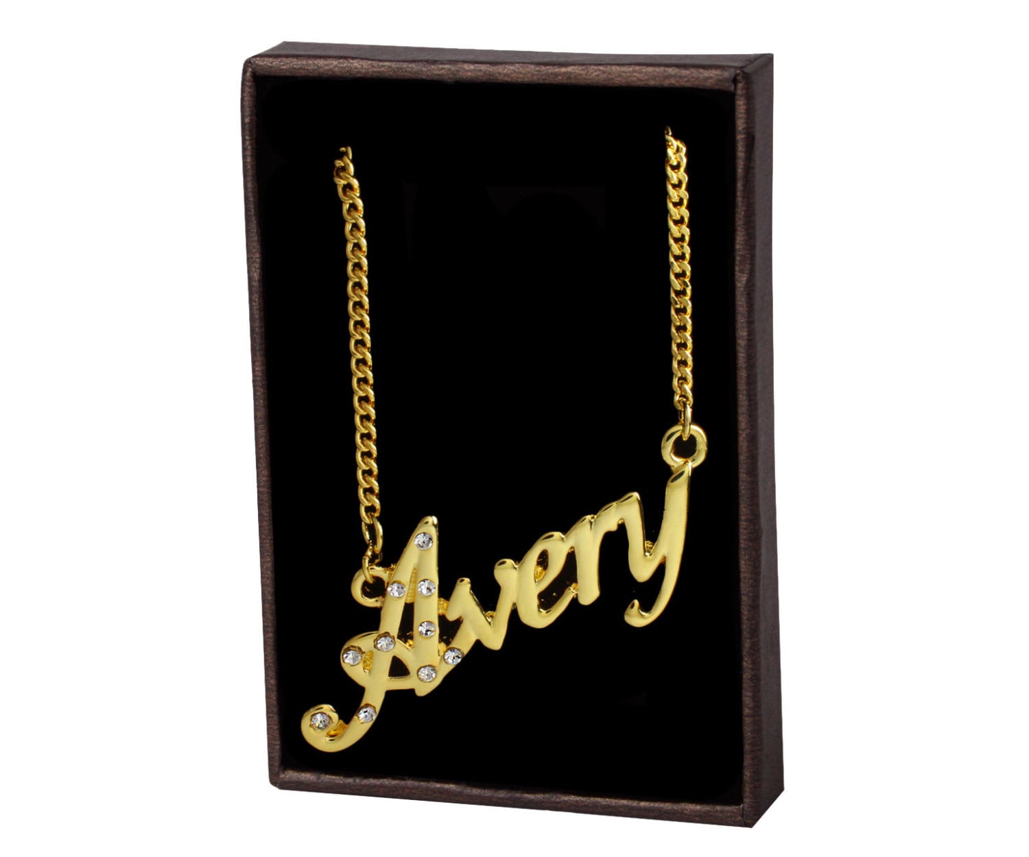 Name Necklace Avery Gold Plated 18ct Personalised Necklace - Etsy
