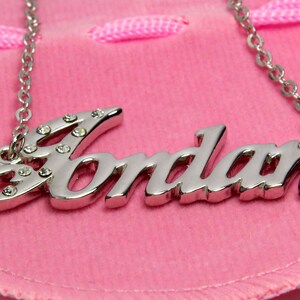 Name Necklace Jordan White Gold Plated 18ct Personalised - Etsy