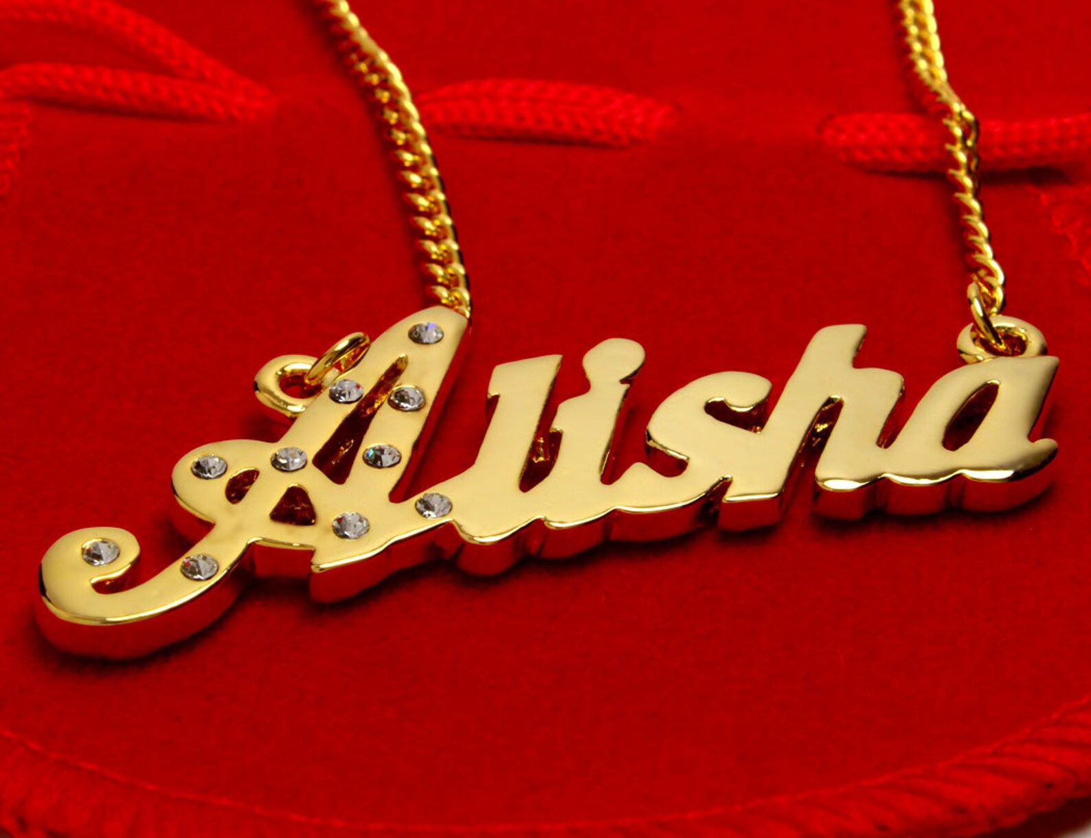 Name Necklace Alisha Gold Plated 18ct Personalised Necklace - Etsy