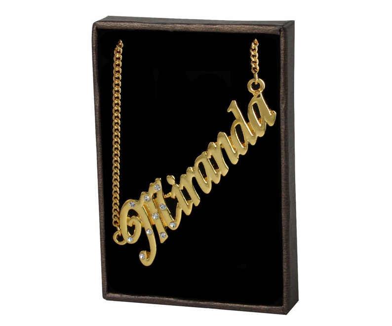 Name Necklace Miranda Gold Plated 18ct Personalised Necklace - Etsy