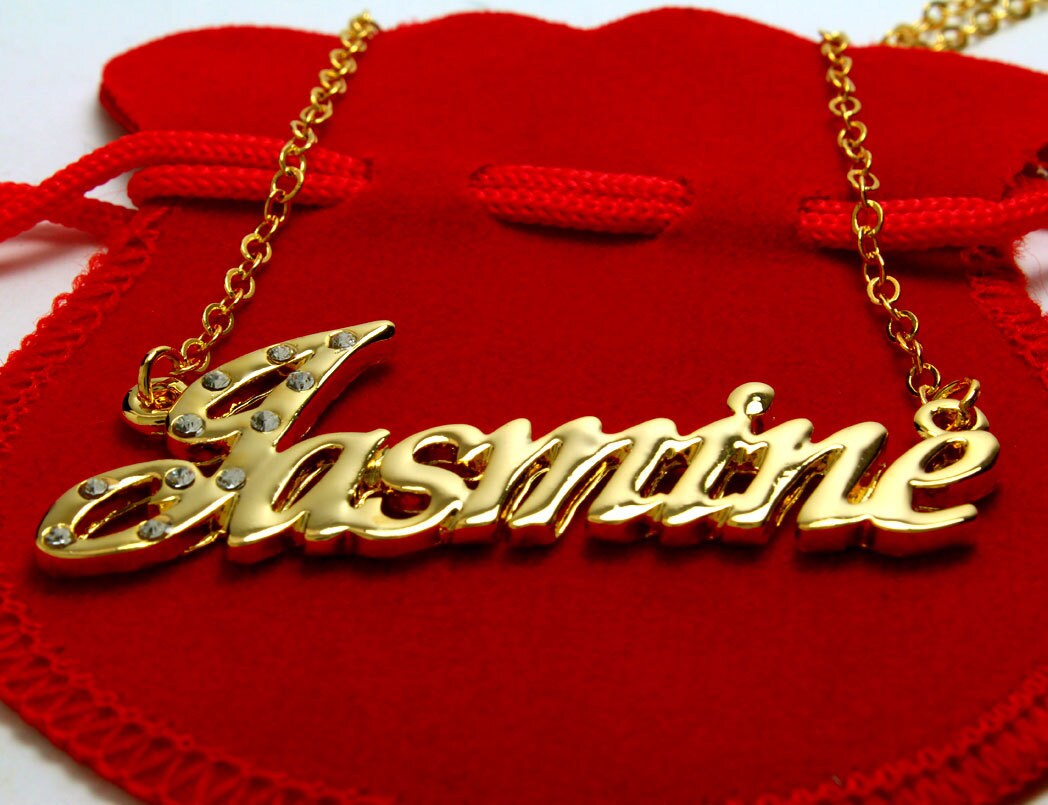 Name Necklace Jasmine Gold Plated 18ct Personalised Necklace - Etsy