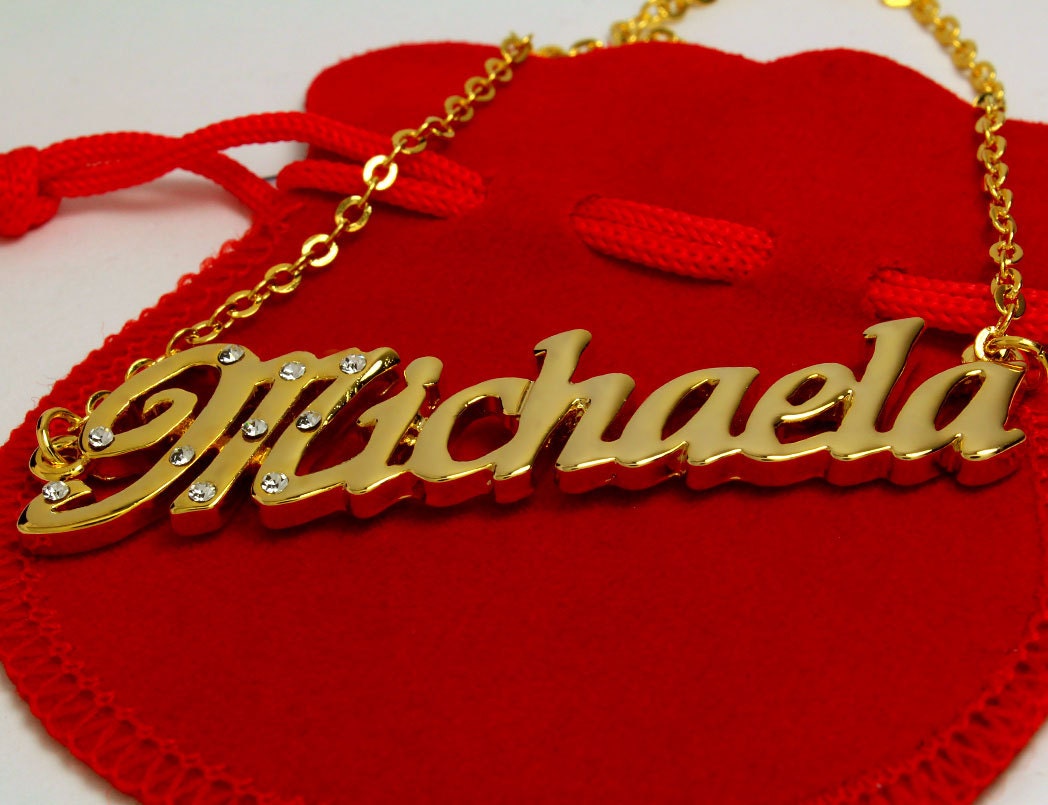 Name Necklace Michaela Gold Plated 18ct Personalised - Etsy Canada