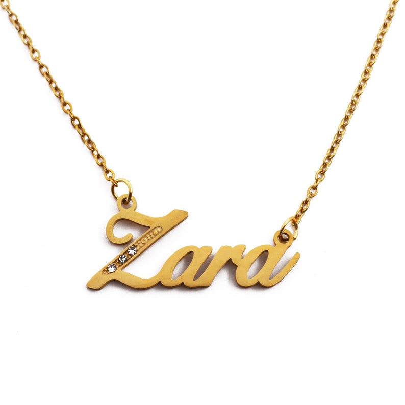 Zara Name Necklace Personalized Name Jewellery Silver Tone and Gold ...
