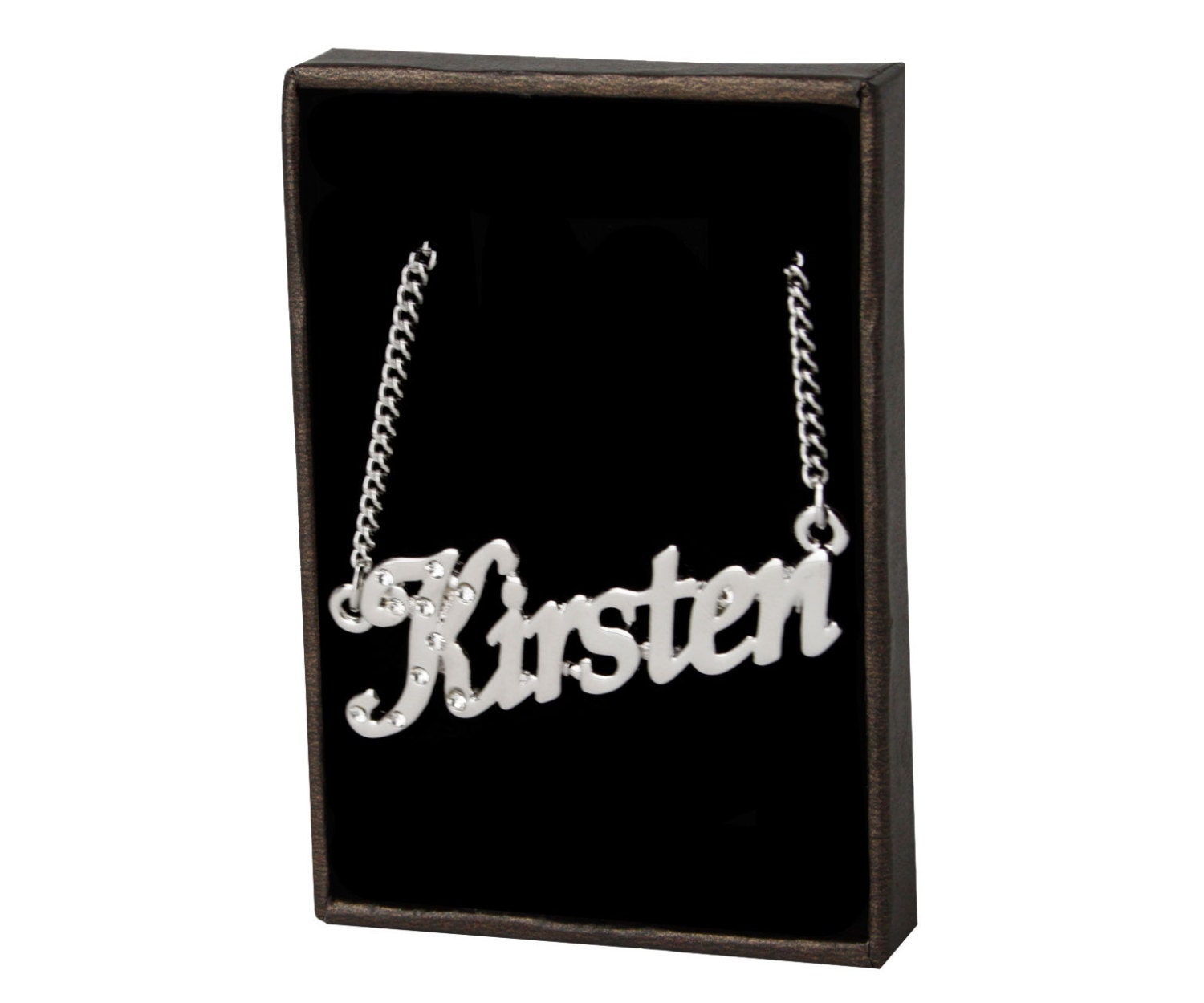 Name Necklace Kirsten White Gold Plated 18ct Personalised | Etsy