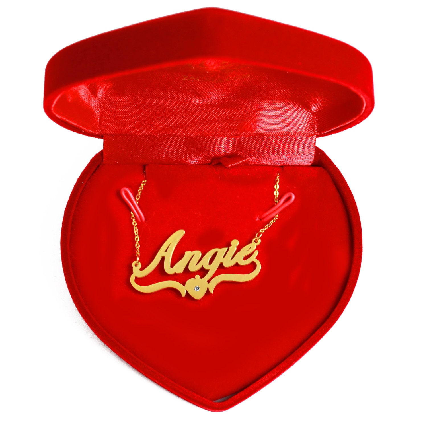 Angie Heart Name Necklace 18ct Gold Plated Personalized - Etsy