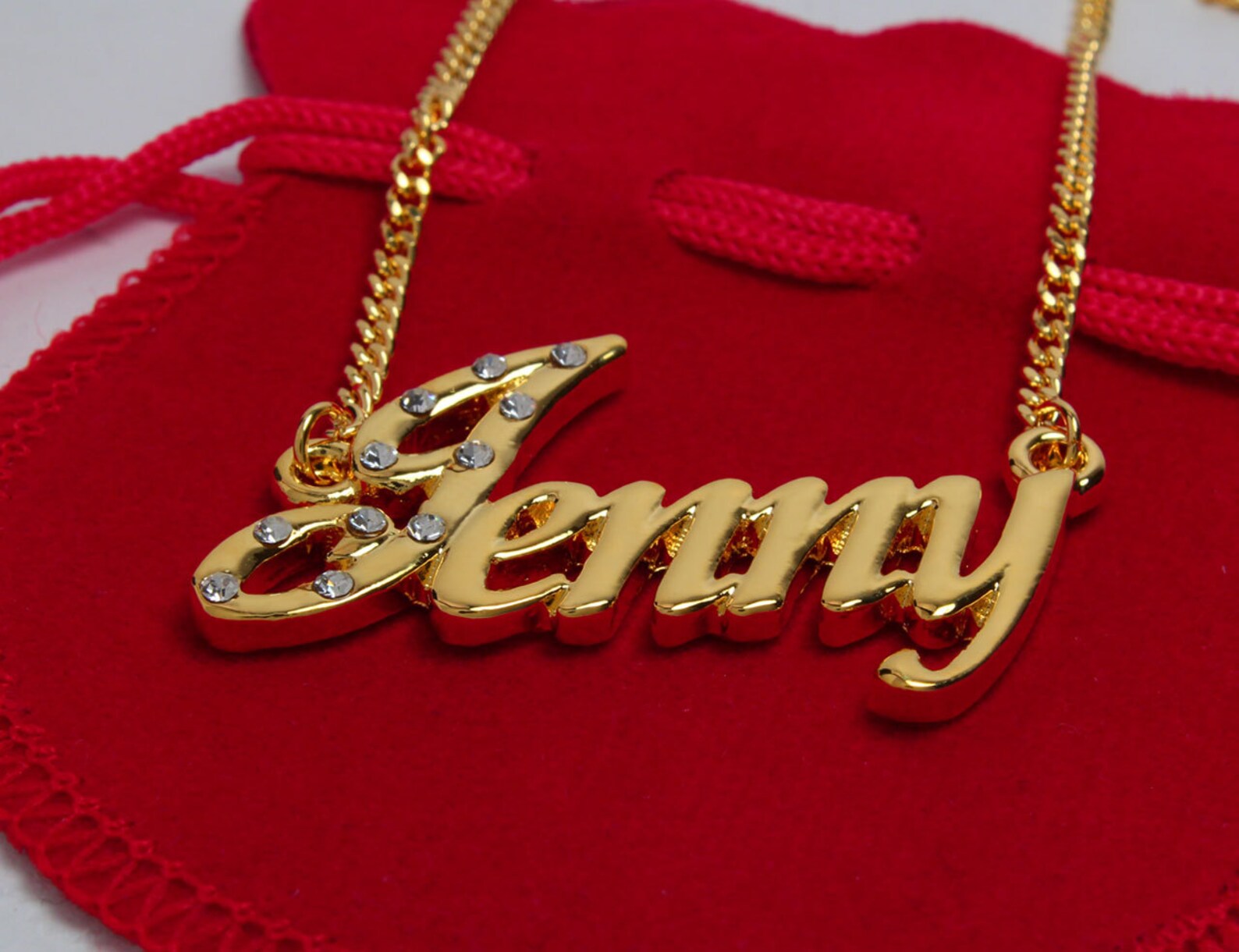 Name Necklace Jenny Gold Plated 18ct Personalised Necklace - Etsy
