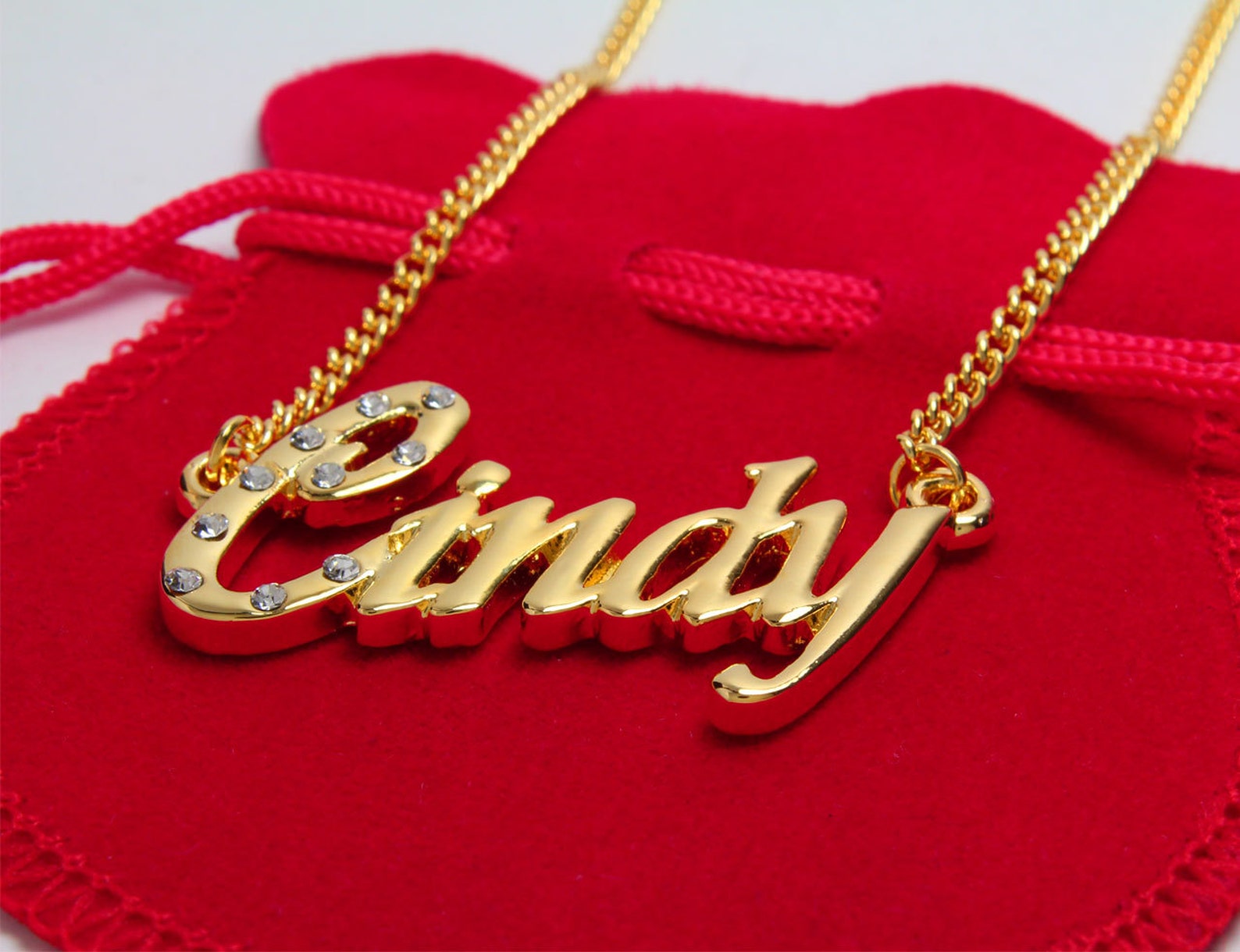 Name Necklace Cindy Gold Plated 18ct Personalised Necklace - Etsy