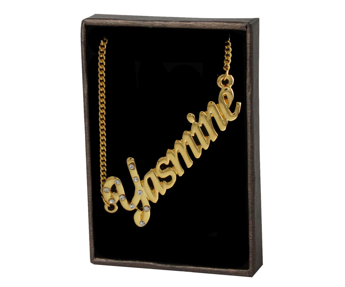 Name Necklace Yasmine Gold Plated 18ct Personalised Necklace - Etsy