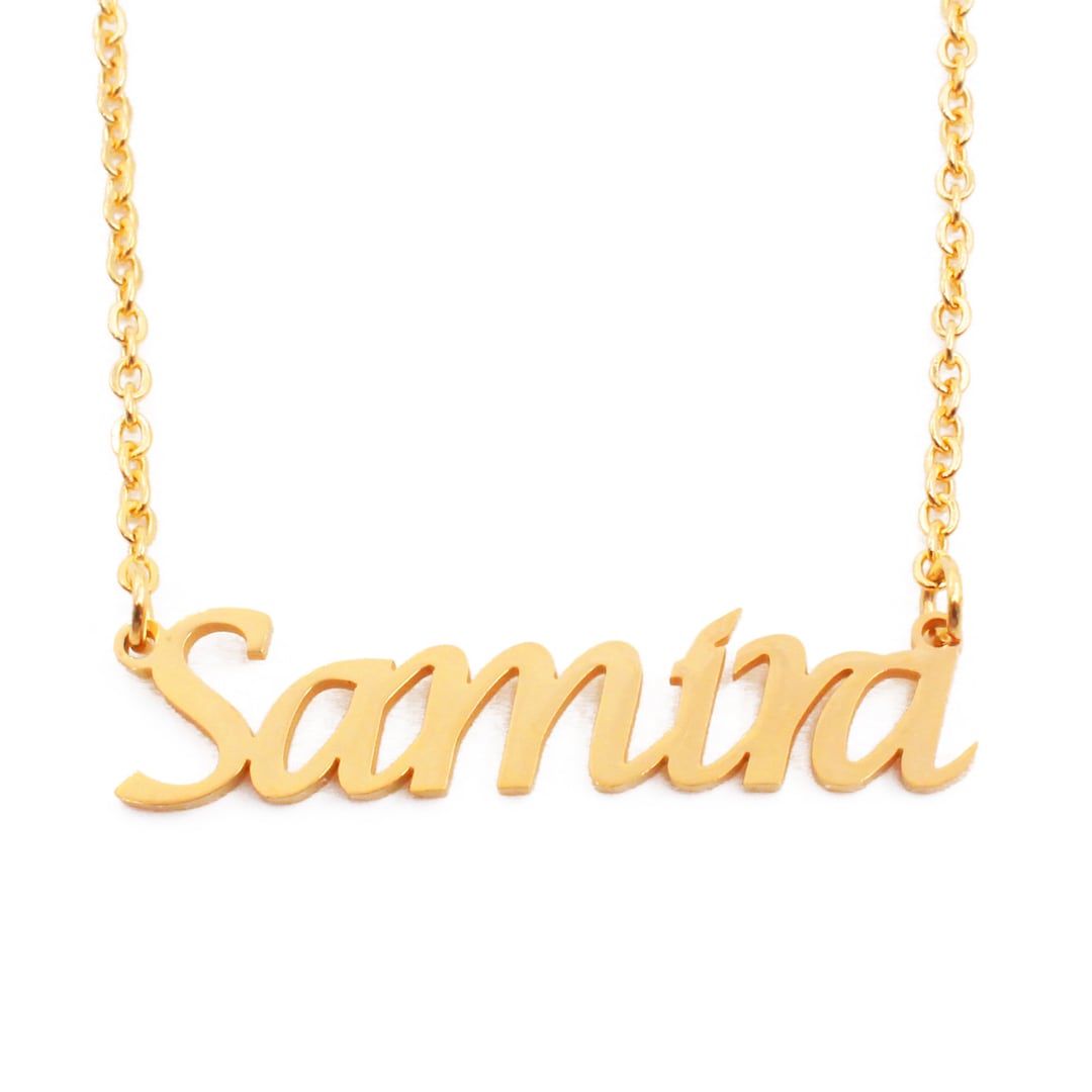 Name Necklace Samira Gold Plated 18k Personalised Necklace / White Gold ...