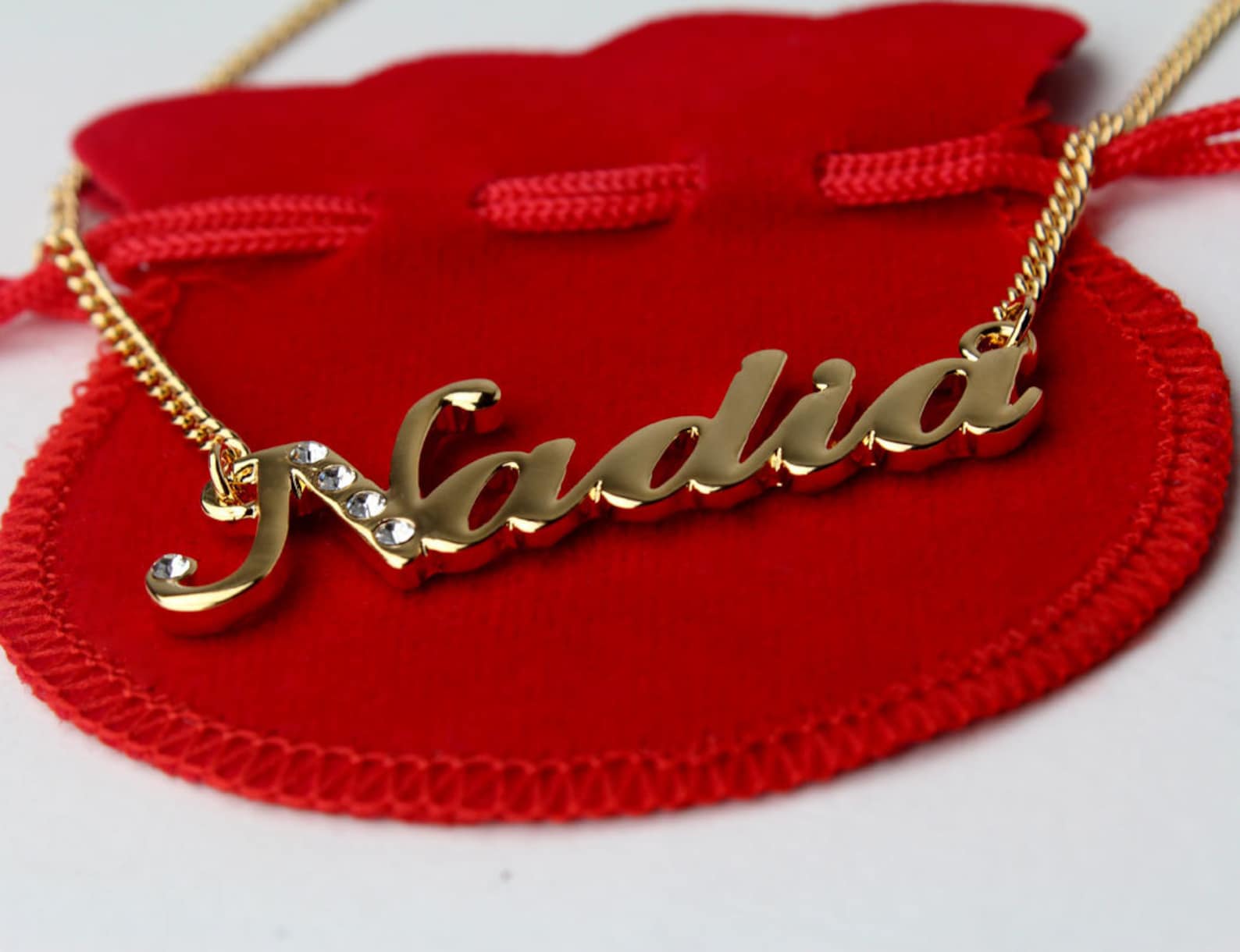 Name Necklace Nadia - Gold Plated 18ct Personalised Necklace With ...