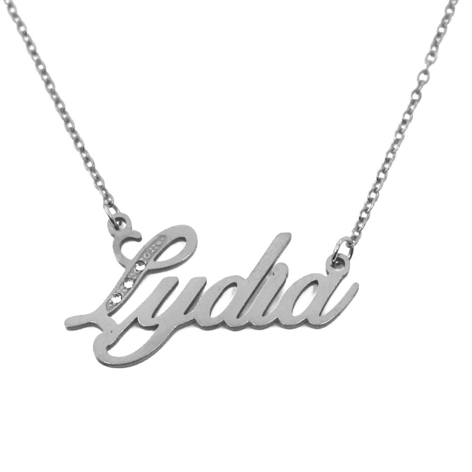 Lydia Name Necklace Personalized Name Jewellery Silver - Etsy