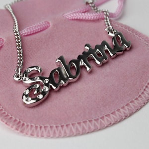 Name Necklace Sabrina White Gold Plated 18ct Personalised - Etsy
