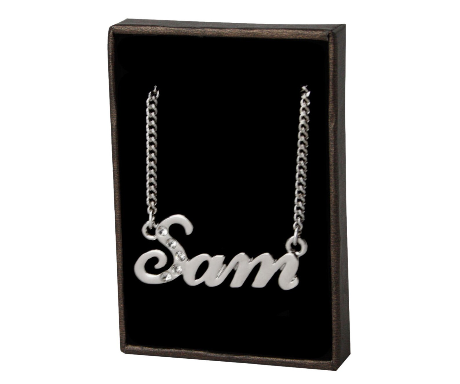 Name Necklace Sam White Gold Plated 18ct Personalised - Etsy