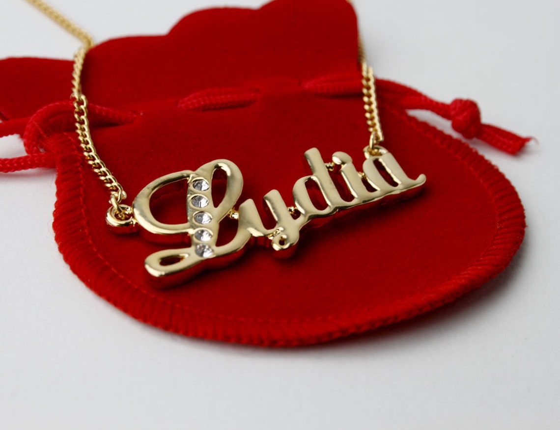 Name Necklace Lydia Gold Plated 18ct Personalised Necklace - Etsy